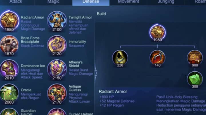 Simak! Radiant Armor, Item Defense Penangkal Para Mage Mobile Legends!